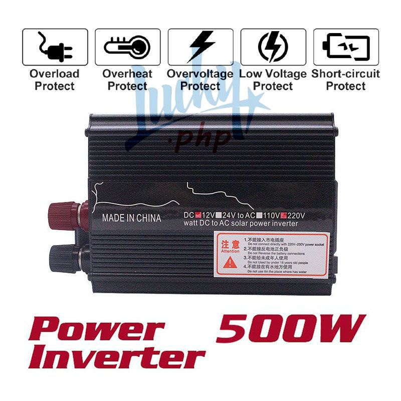 Solar Power Inverter 500w 12v DC to 220V AC Inverter Sine Wave ...