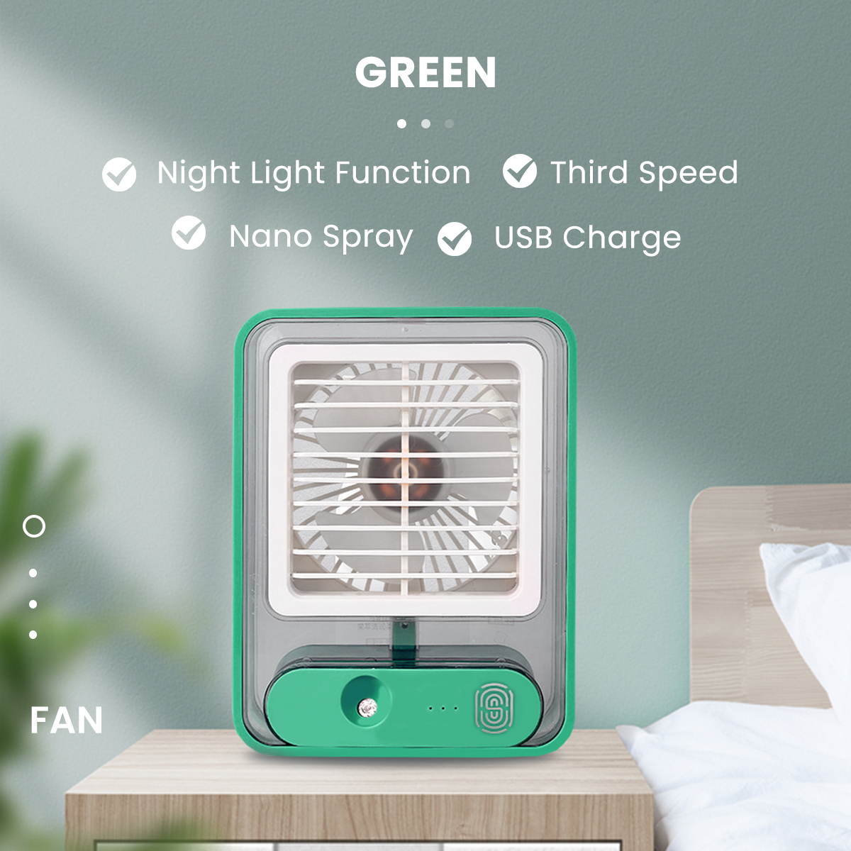 Air cooling fan Small Electric Fan 4 in 1 USB 3-Speed Fan with 7 Colors ...