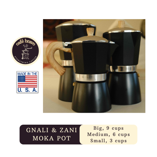Gnali & Zani Stovetop Espresso Coffee Maker Moka Pot 3/6/9 cups (Black ...
