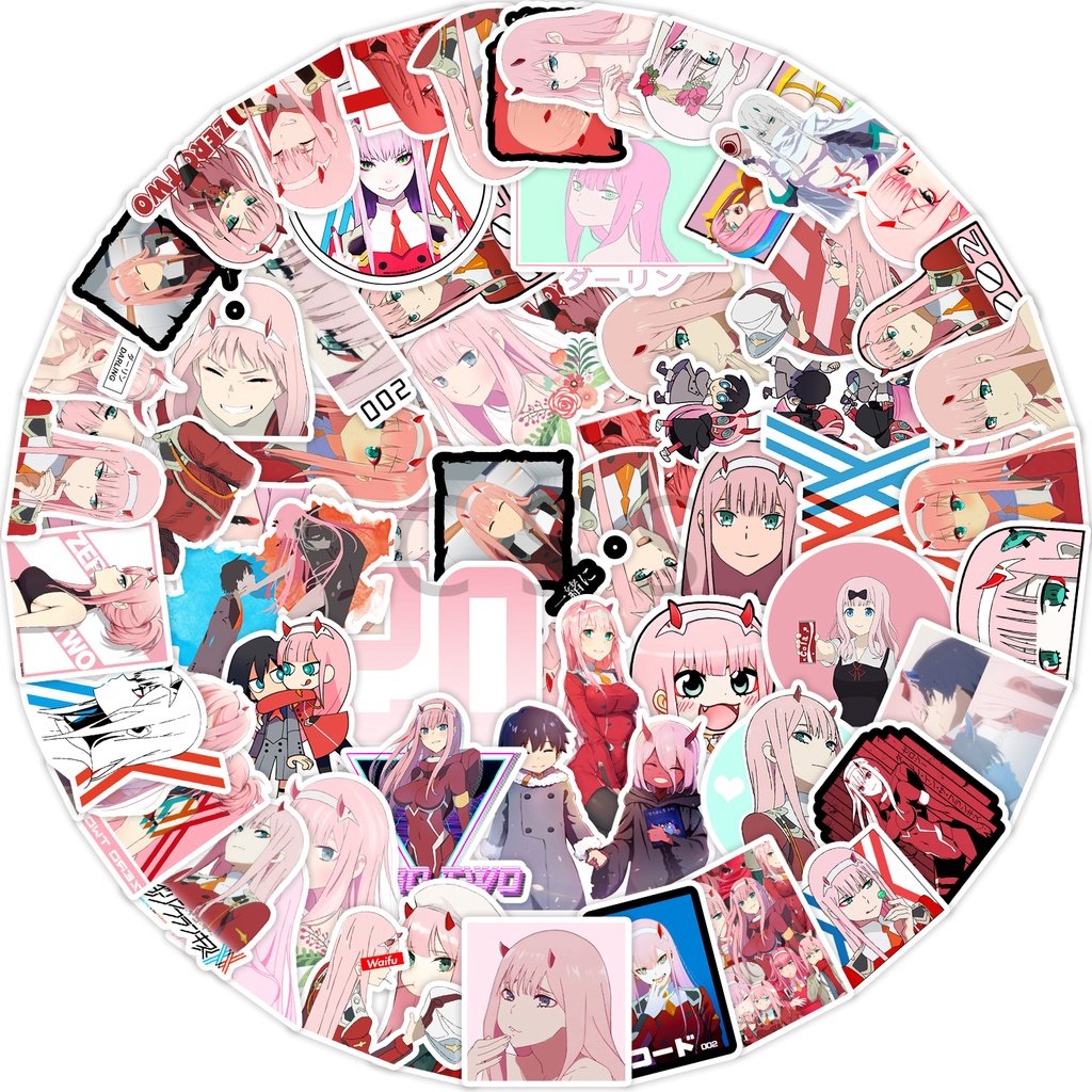 50pcs/set Zero Two Anime Stickers Pink Girl Stickers Waterproof Japan ...