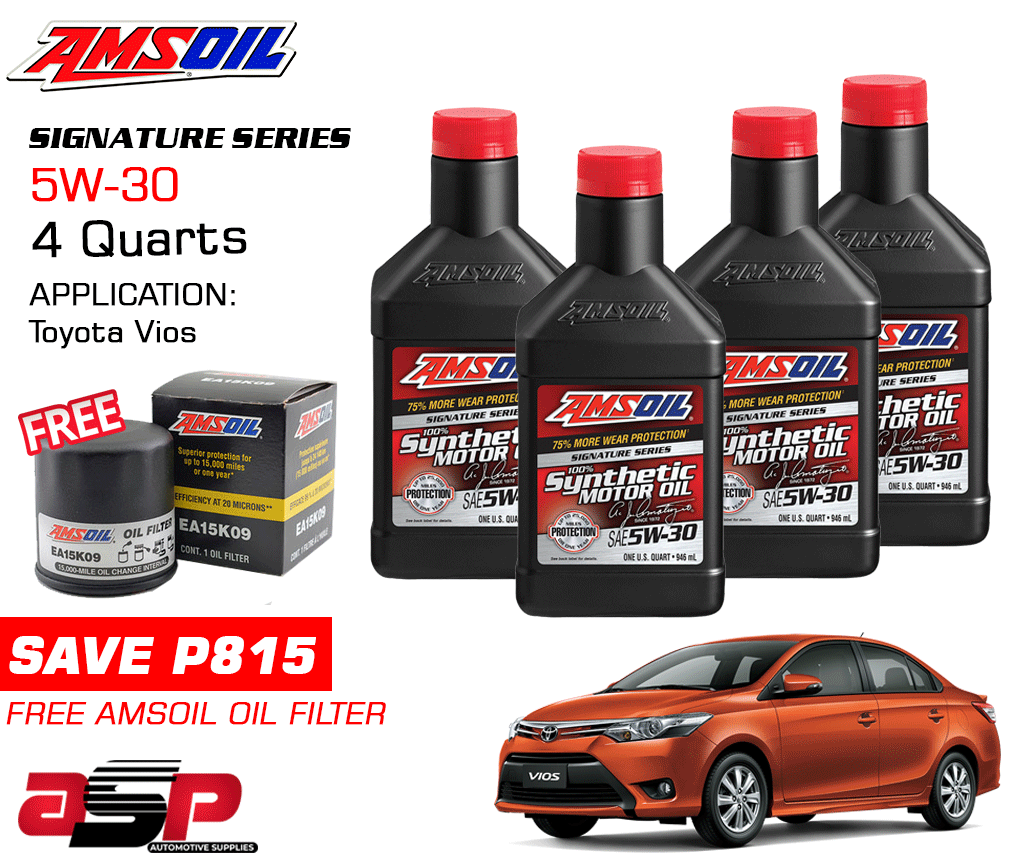 AMSOIL Signature Series 5W-30 100% Synthetic Motor Oil 4 Quarts Bundle ...