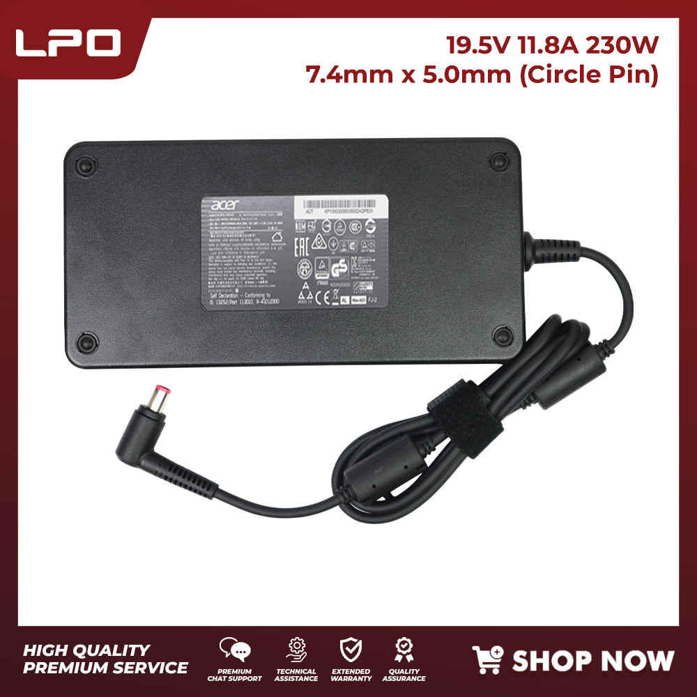 LPO Laptop Charger 19.5V 11.8A 230W 7.4mm x 5.0mm Circle Pin Slim type ...