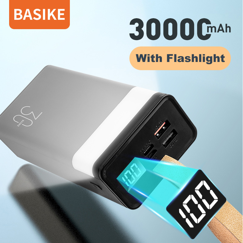BASIKE 30000mAh Power Banks Large Capacity Dual USB Output Ports Type-C ...