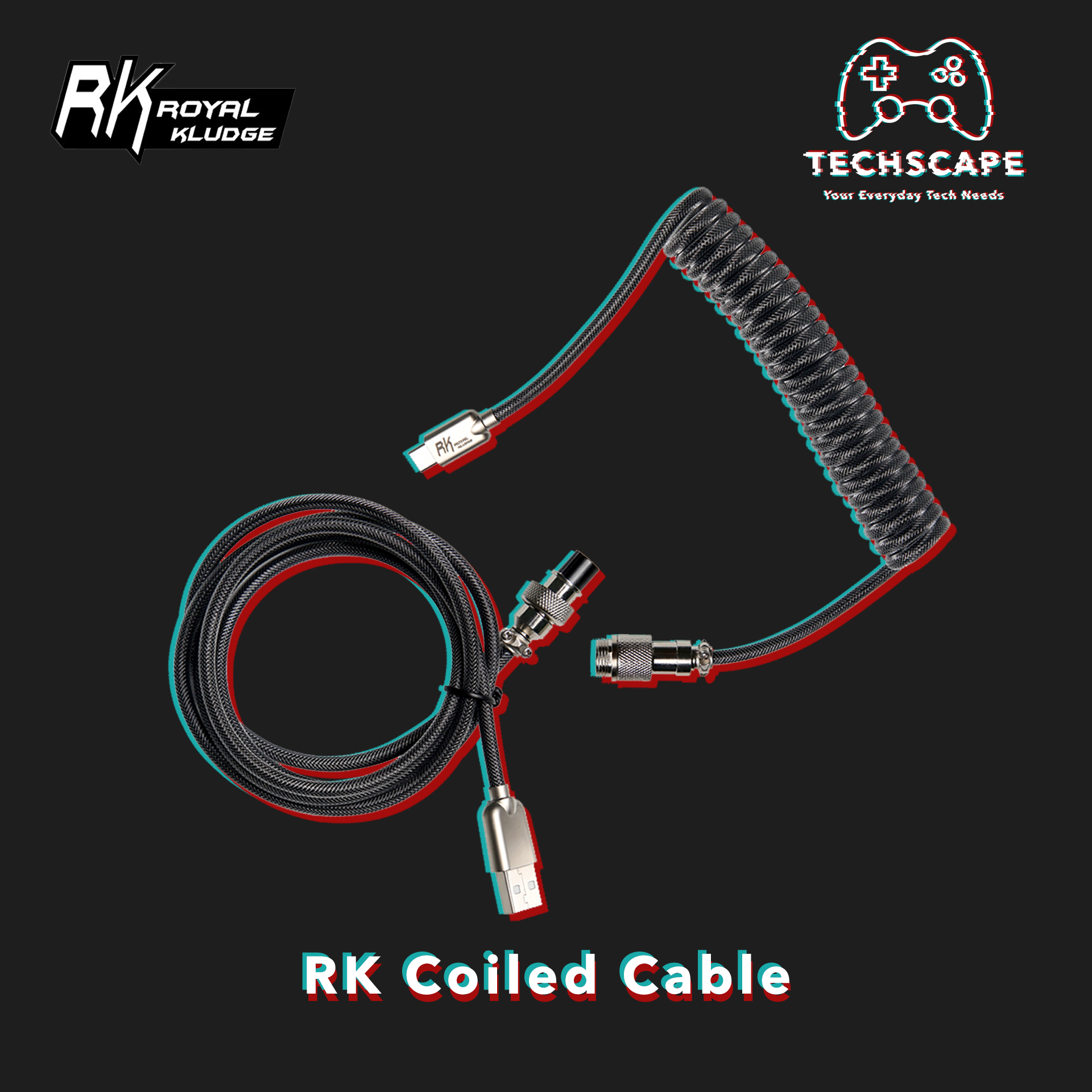 RK Royal Kludge Type-C USB Coiled Cable for Mechanical Keyboard | Lazada PH