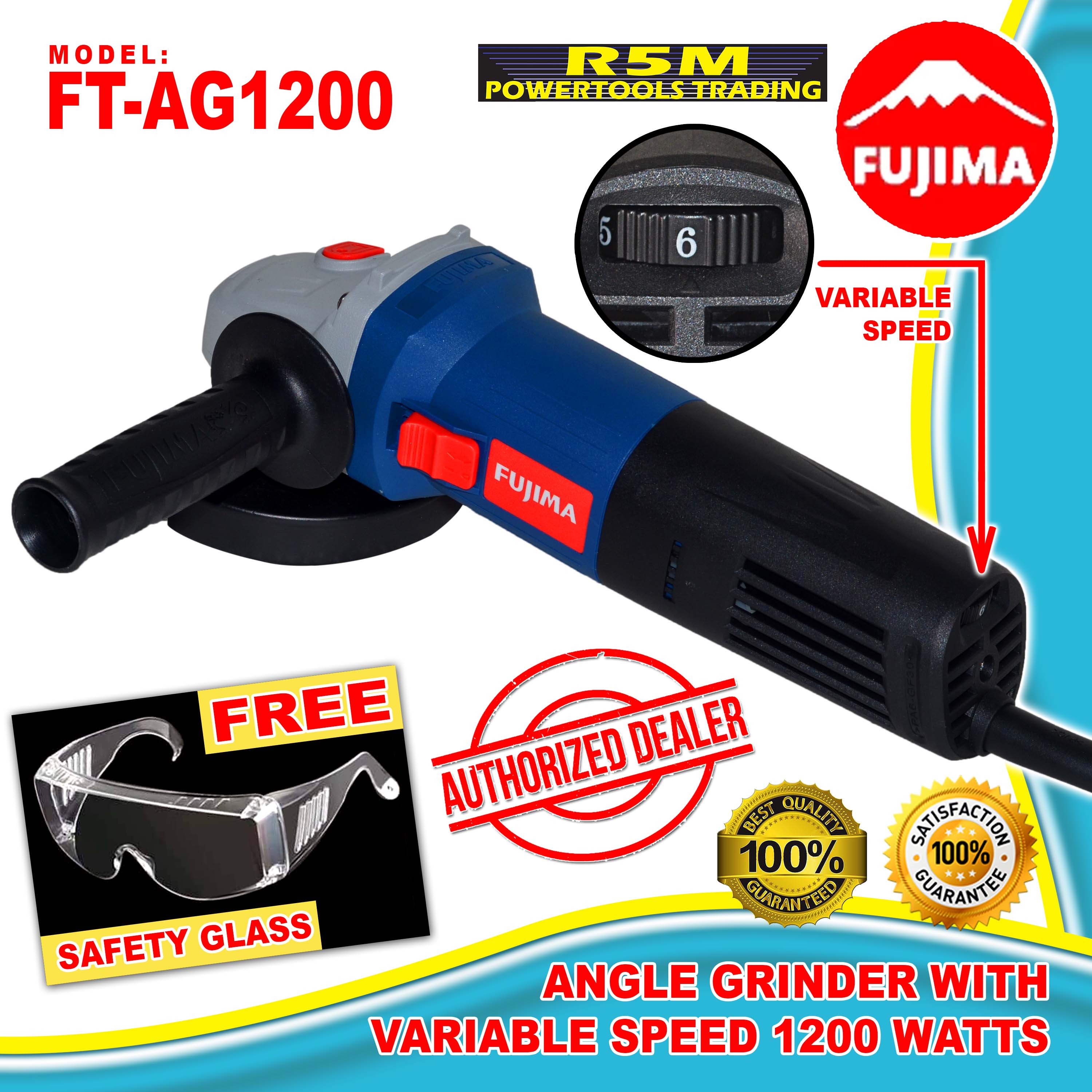 FUJIMA JAPAN 4 INCHES ANGLE GRINDER WITH VARIABLE SPEED 1200 WATTS FT ...