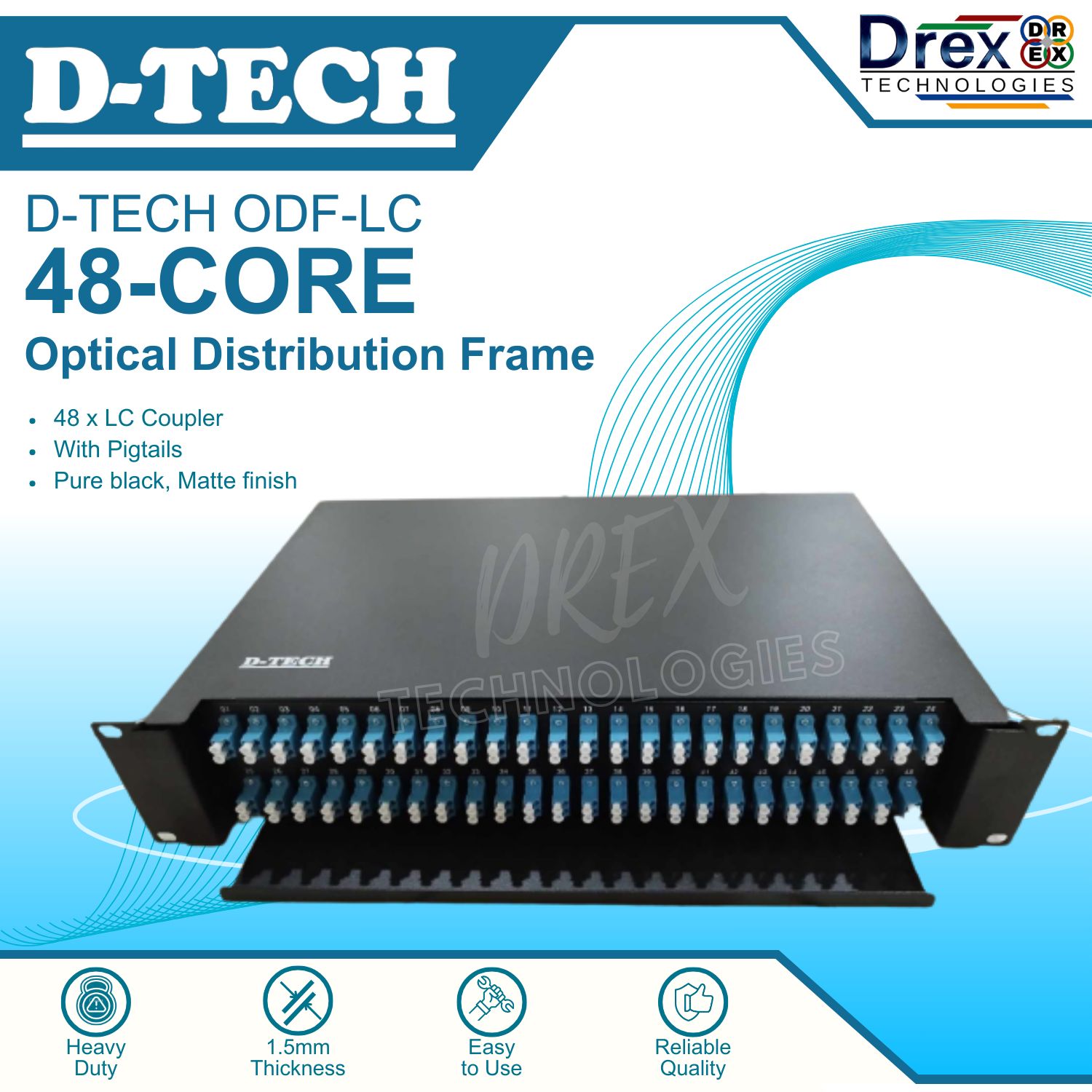 D-TECH LC ODF-48 Optical Distribution Frame 48 Core With 96pcs LC/UPC ...