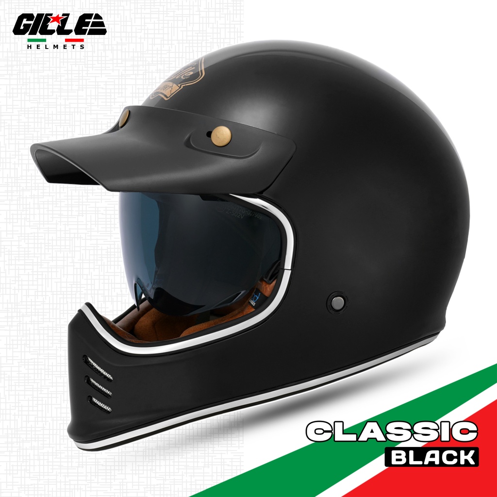 Gille Helmet 833 CLASSIC Plain Retro Motorcycle Helmets Vintage Full ...