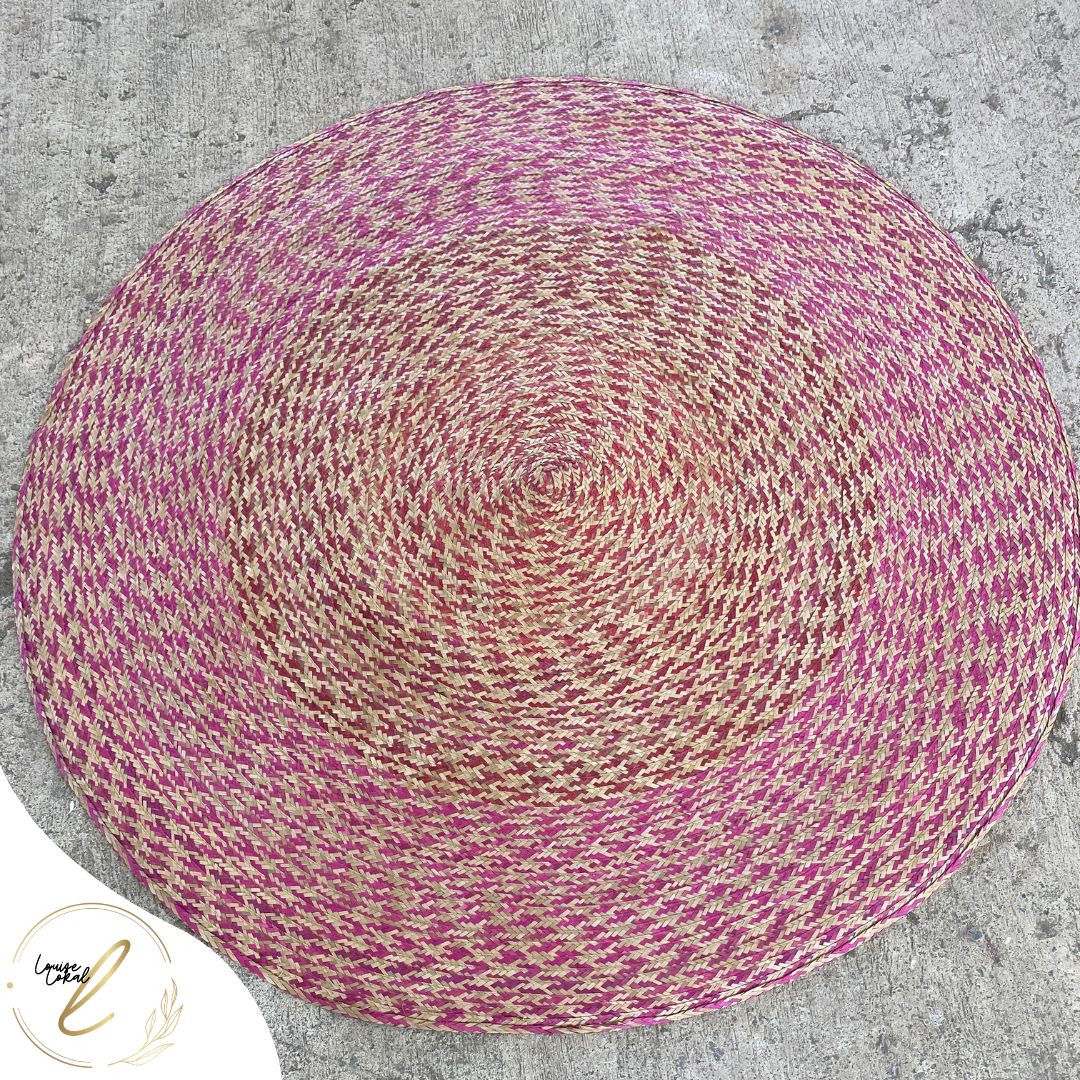 60" or 5 feet PINK SABATAN Round buri carpet/ Round carpet/ Buri mat ...