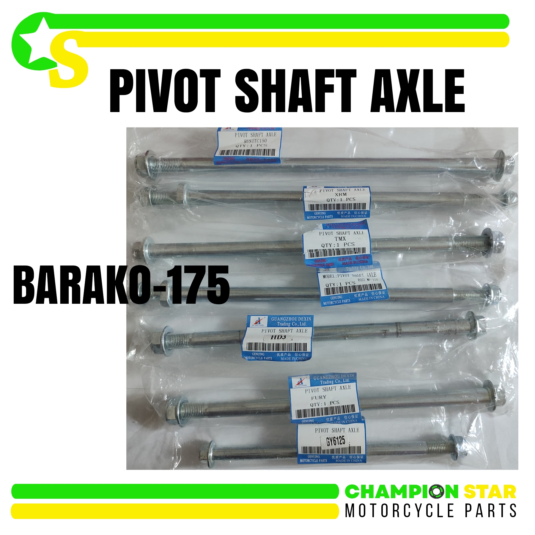 MOTORCYCLE PART PIVOT SHAFT AXLE FOR RUSI MP-110,FURY,XRM,TMX,HD3,GY6 ...