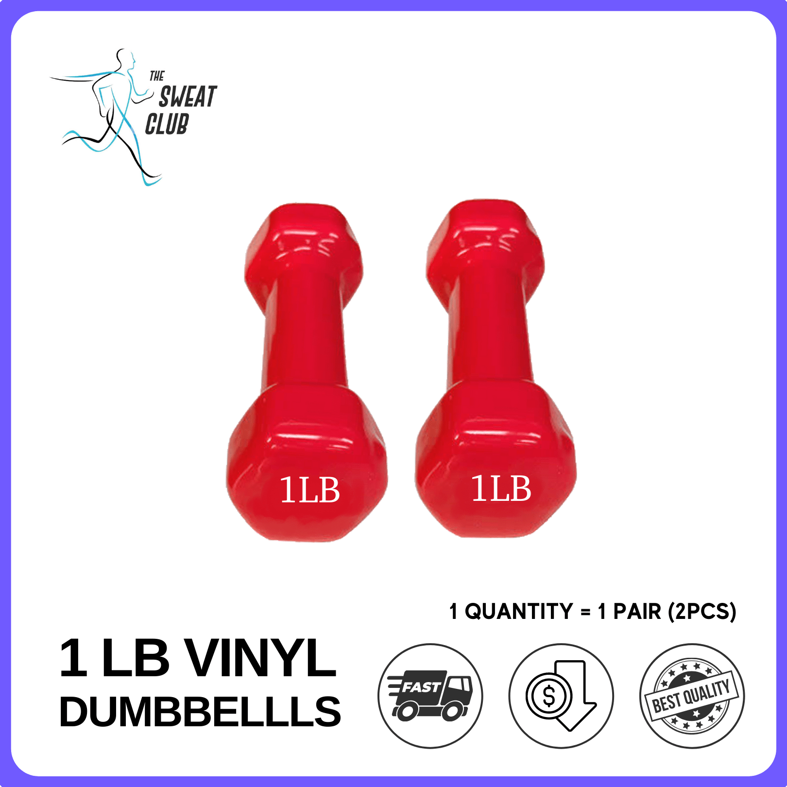 1 LB Vinyl Dumbbell Sports High Quality Premium Weight Lift Dumbell ...