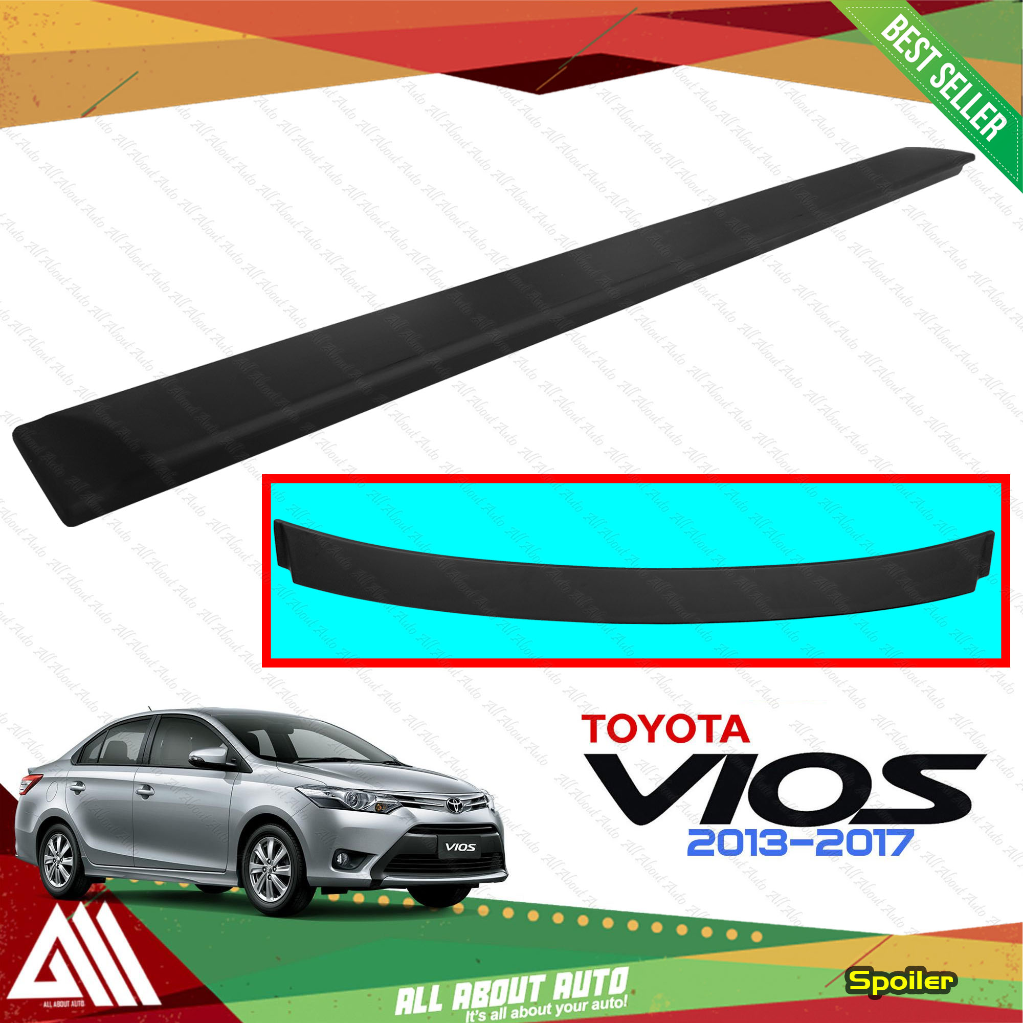 Toyota Vios Gen 3 2013-2017 Rear Window Roof Spoiler (Matte Black ...