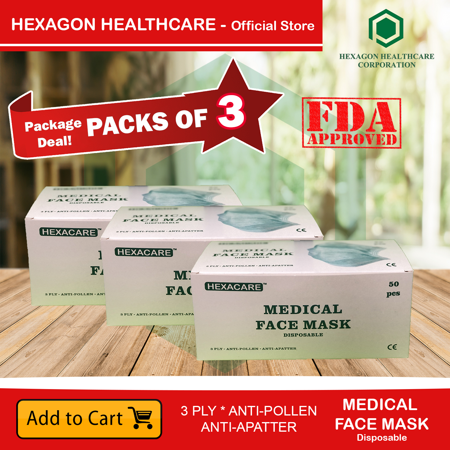 DFM01B3L - Disposable (HEXACARE) Face Mask, Bundle of 3 | Lazada PH