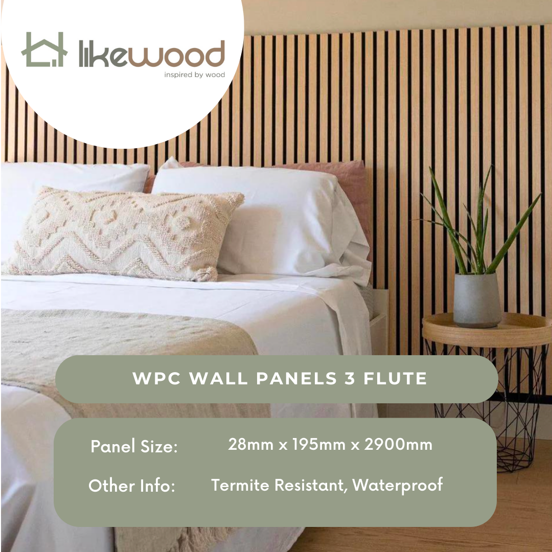 MATIMCO LIKEWOOD WPC Fluted Wall Panels (3 FLUTES) 2.8 x 19.5 x 290 cm ...