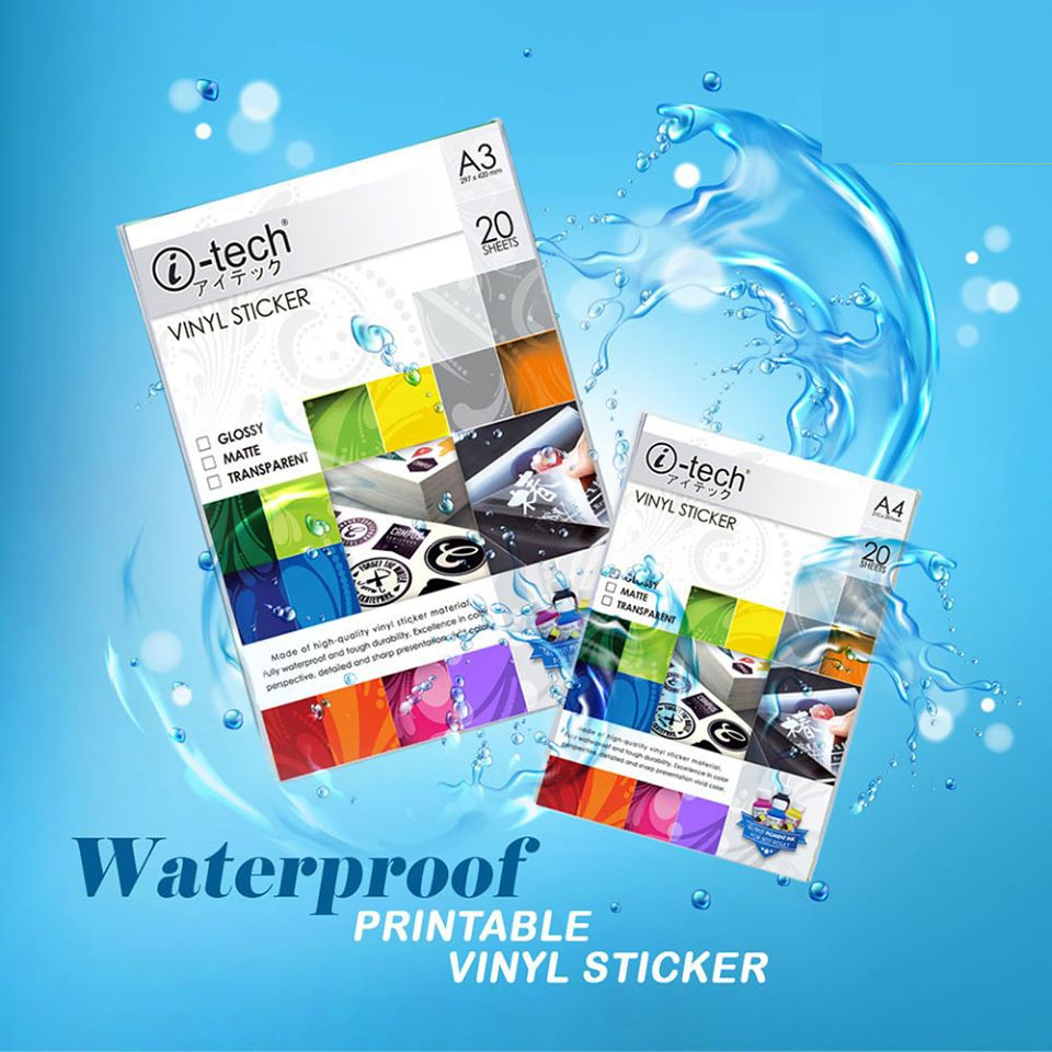 PROMO PACKAGE (10 PACKS) Itech Waterproof Printable Vinyl Sticker Matte / Transparent / Glossy ...