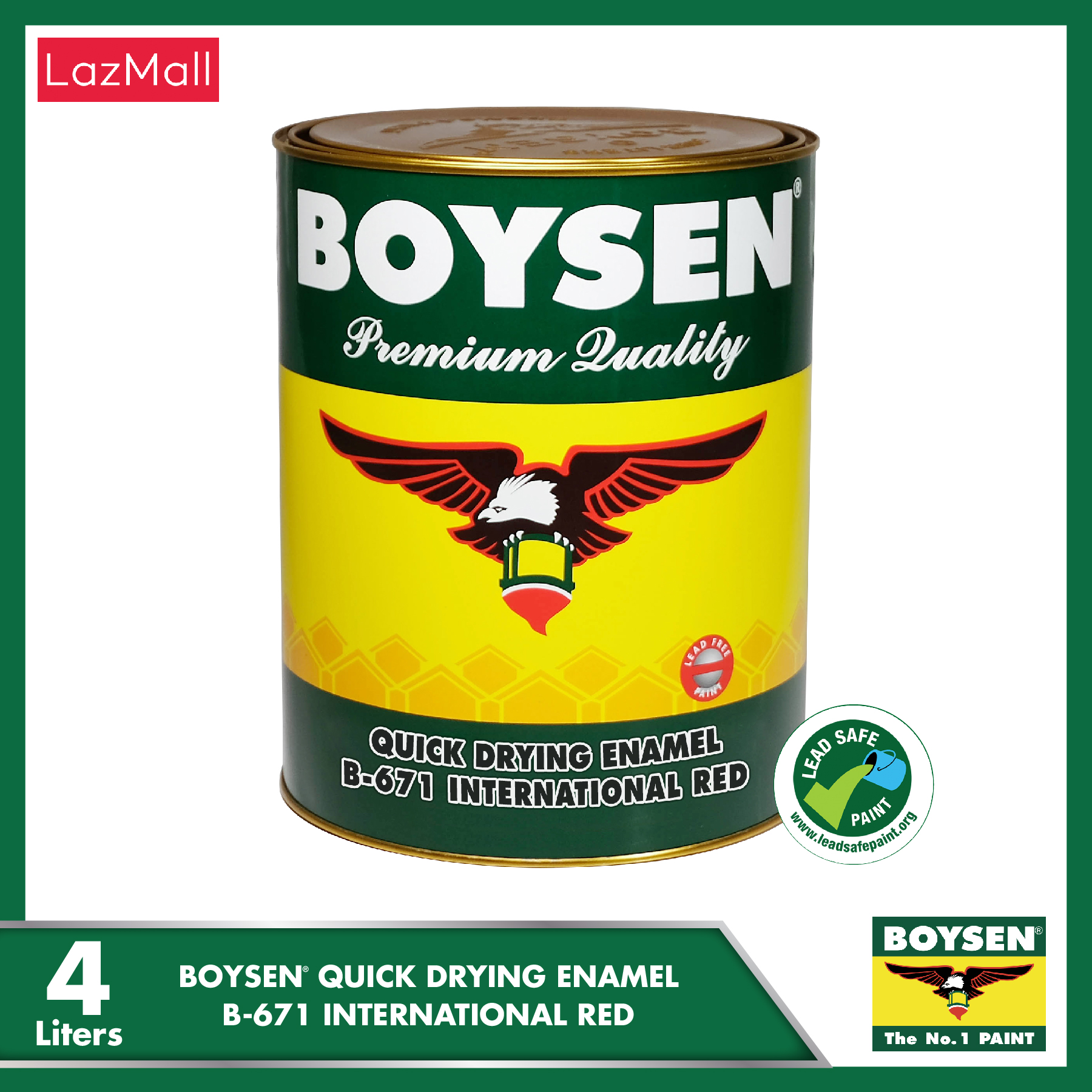 BOYSEN Quick Drying Enamel International Red B671-4L | Lazada PH