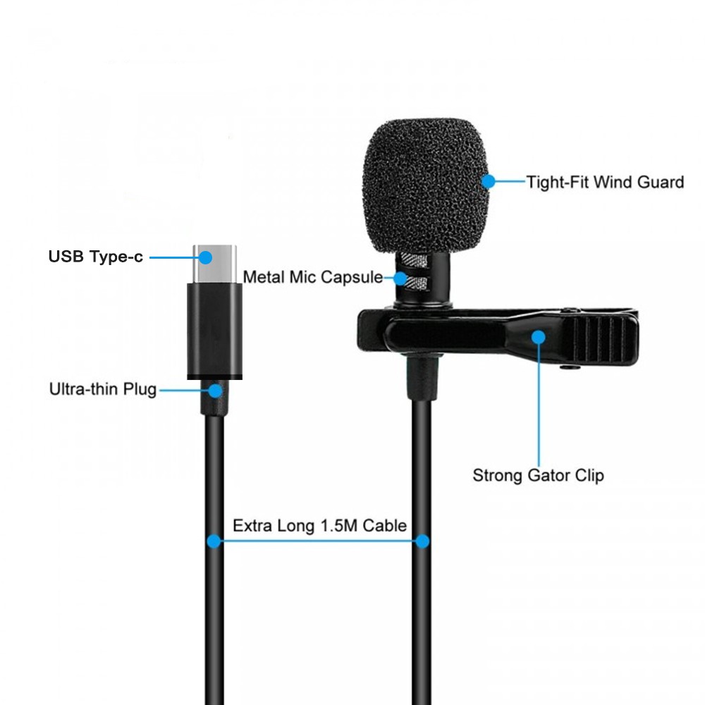 Popcorn Clip Microphone Black 3.5mm Mini Jack Microphone Tie Clip-On ...