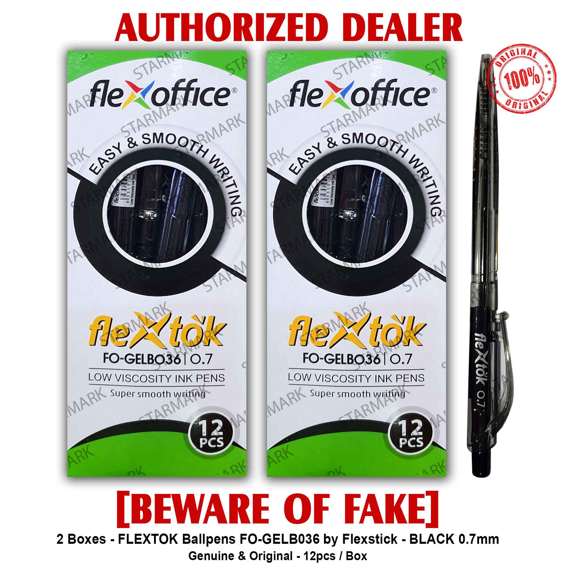 Flextok Ballpen Ballpens BLACK BLUE RED 0.7mm 0.5mm Retractable by Flexstick Flexoffice Flex ...