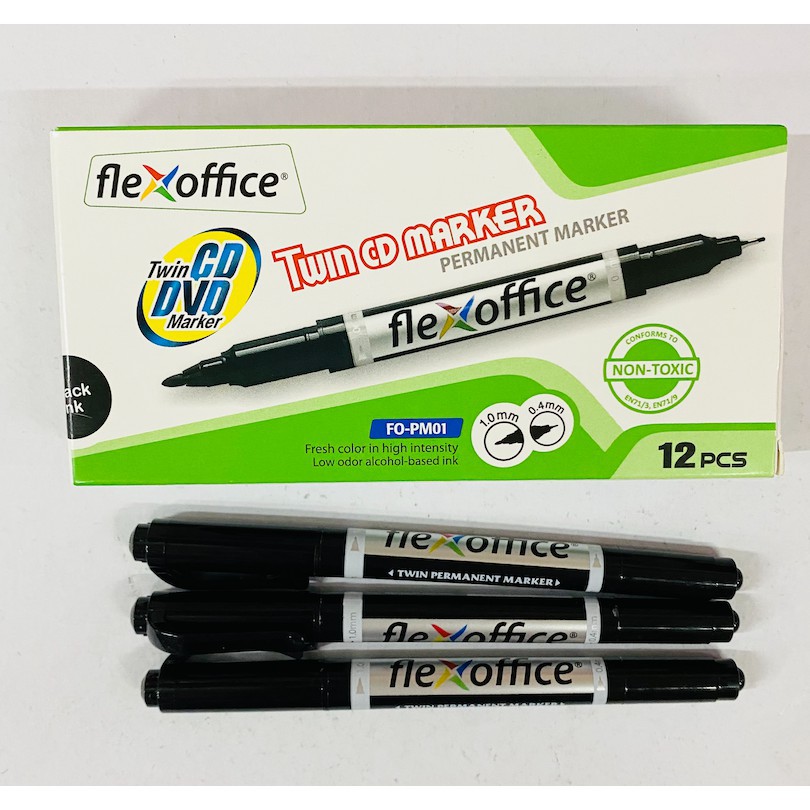 [LnJ] Flexoffice Permanent Twin Marker PM01 (12pcs) | Lazada PH