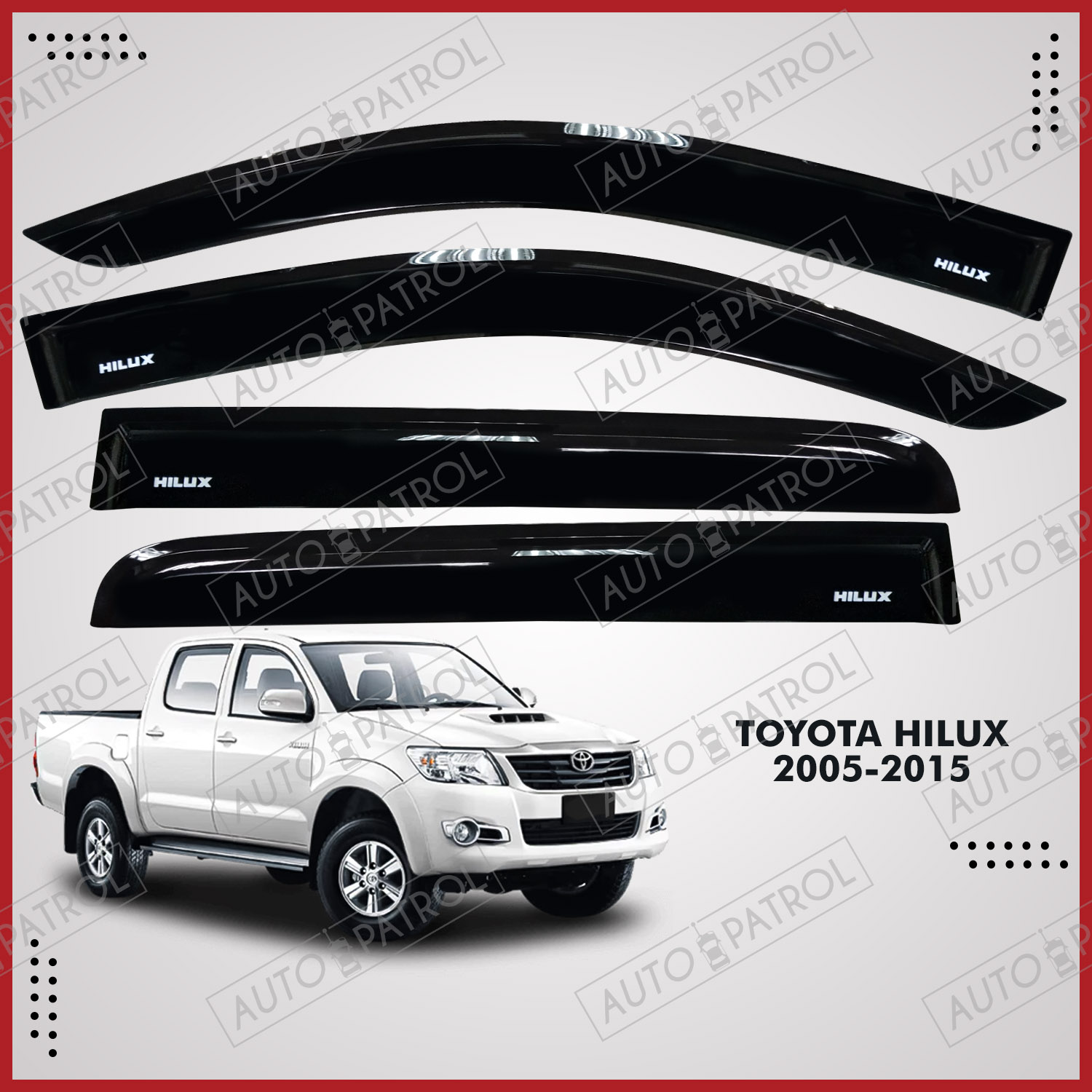 TOYOTA HILUX 2005-2015 Window Door Visor Black / Rain / Sun Doorvisor ...