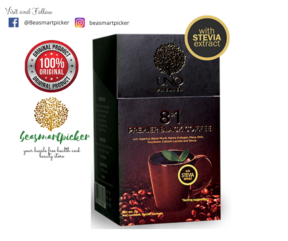 Black Coffee Powdered Mix with Stevia 1 box 20 sachets Uno Premier ...