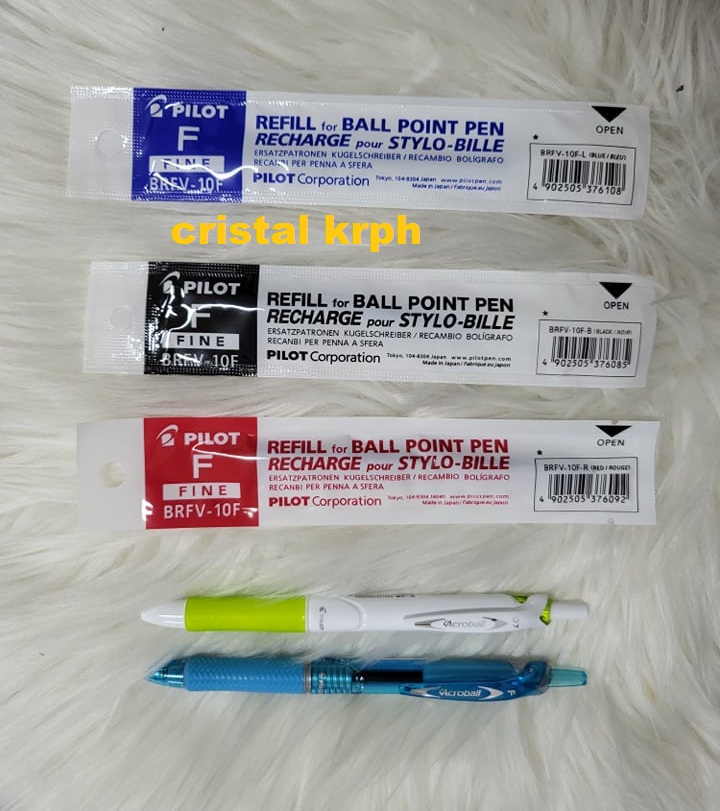 Pilot Acroball Ballpoint Pen Ink Refill BRFV-10F BLUE BLACK RED SOLD ...