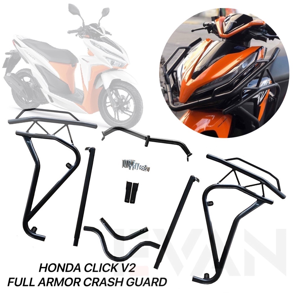 EVAN.SHOP Honda Click v2 Full Armor Crash Guard Stainless Steel CNC ...
