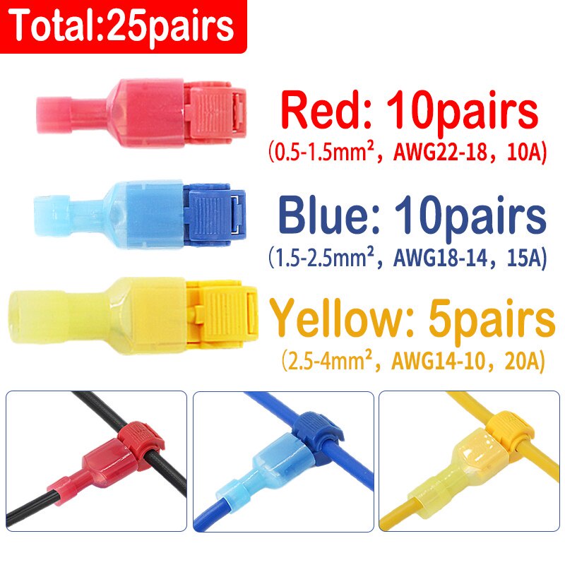 120/240PCS T-Tap Wire Connectors Splice Electrical Wire Terminals ...