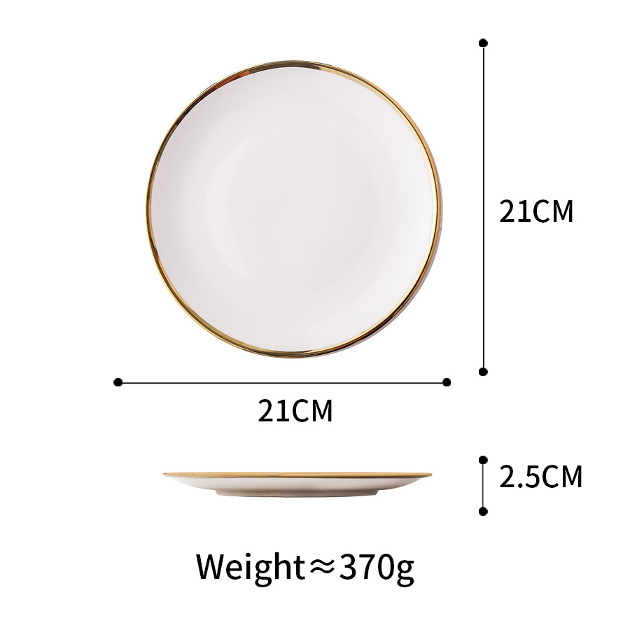 Ceramic Dinner Plate White Dinner Plate Round Dinner Plate 6/8/10 "Gold ...