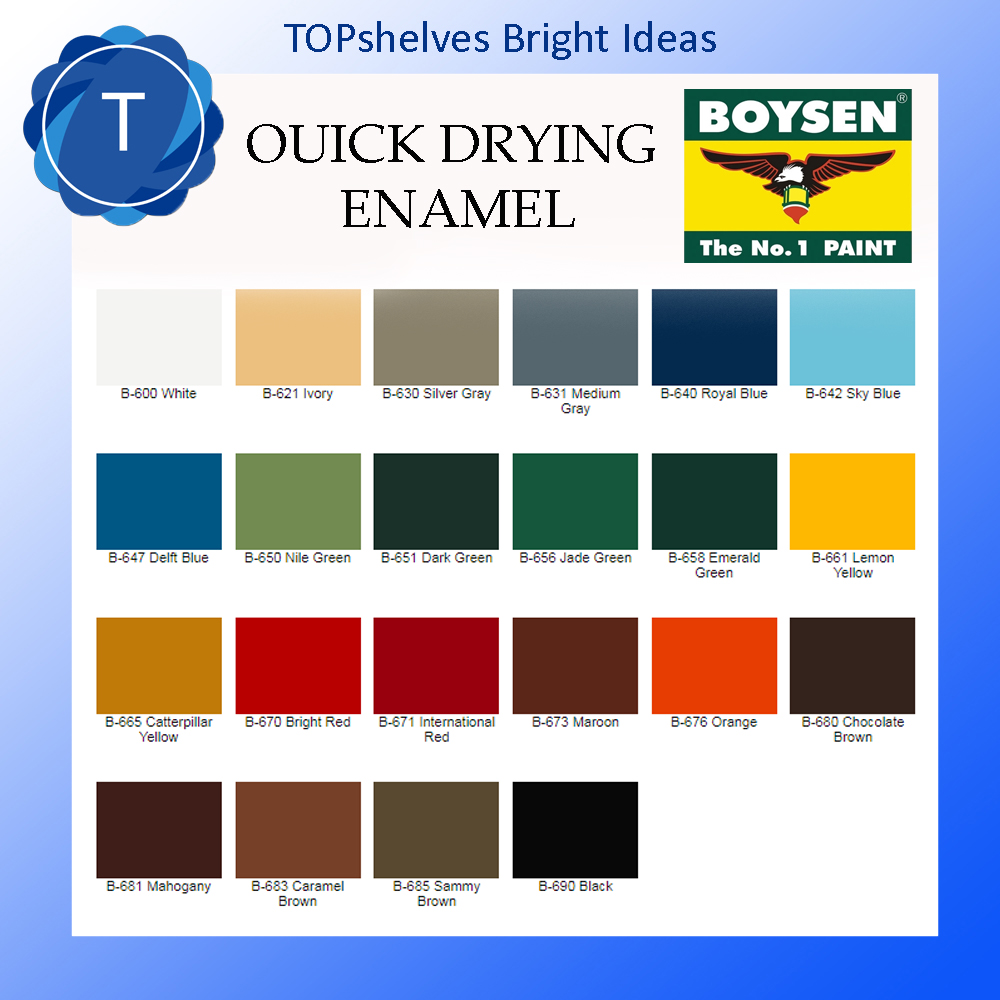BOYSEN - QUICK DRYING ENAMEL - LITER SIZE with 2" PAINT BRUSH - FOR ...
