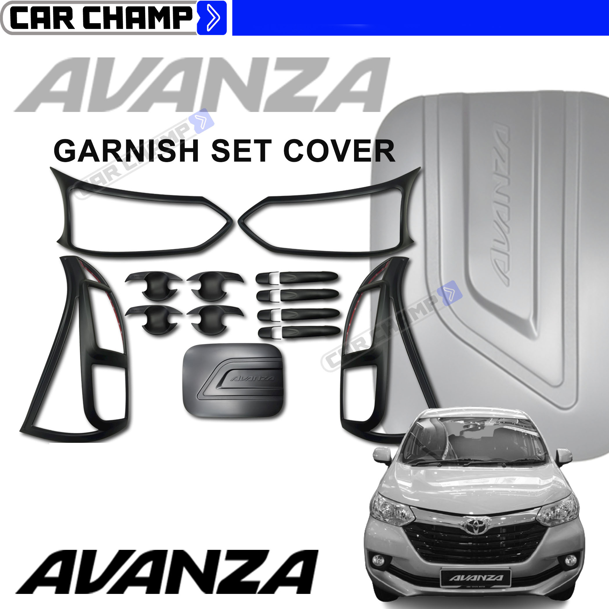 Toyota Avanza 2016 to 2018 V2 Combo Set Garnish Cover MATTE BLACK (Car ...