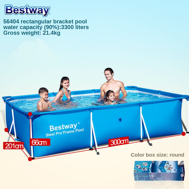 【1 Year Warranty】BESTWAY STEEL PRO RECTANGULAR FOLDING POOL (2.21m x 1 ...