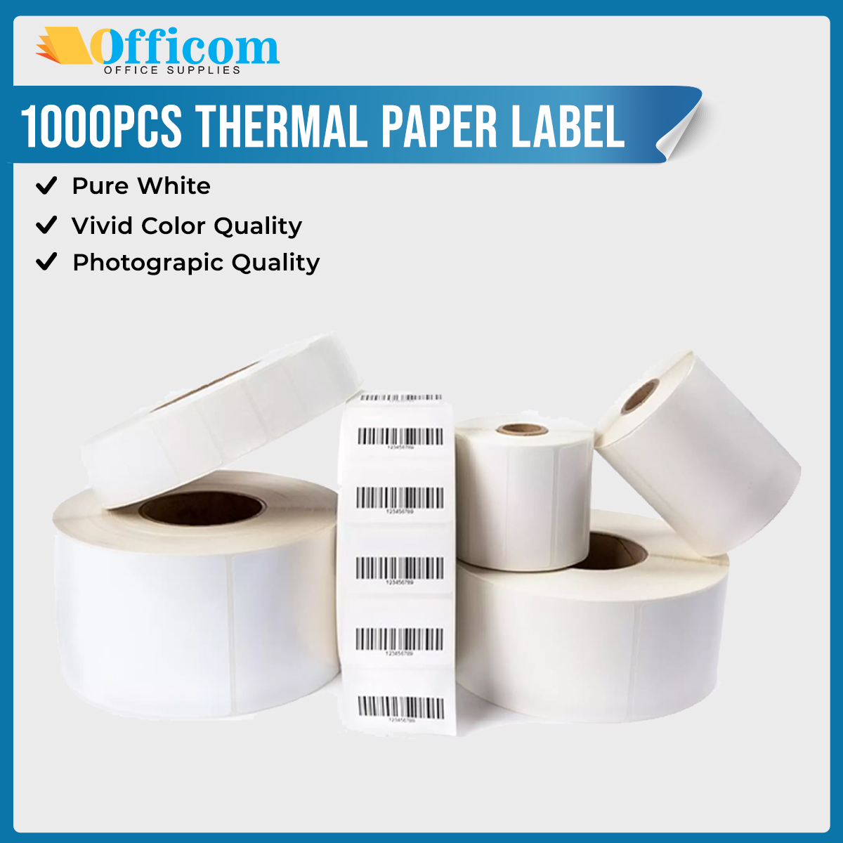 Officom 1000pcs Thermal Paper Label Sticker Thermal Paper Barcode ...