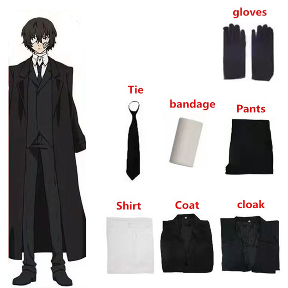 Anime Bungo Stray Dogs Dazai Osamu Cosplay Costume Long Jacket Coat ...