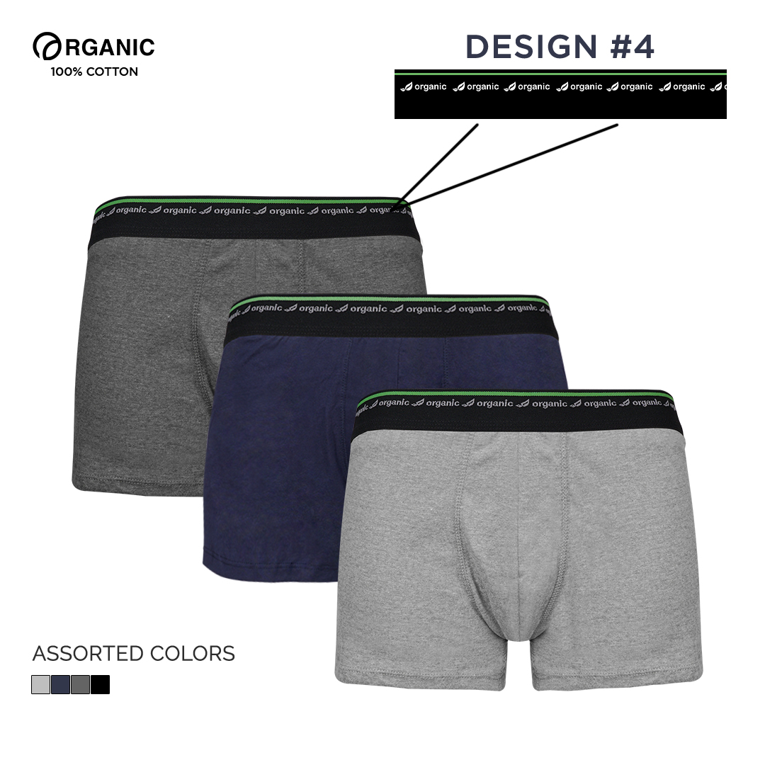 Organic Mens 100% Cotton Classic Boxer Brief Set of 3 Assorted Colors ...