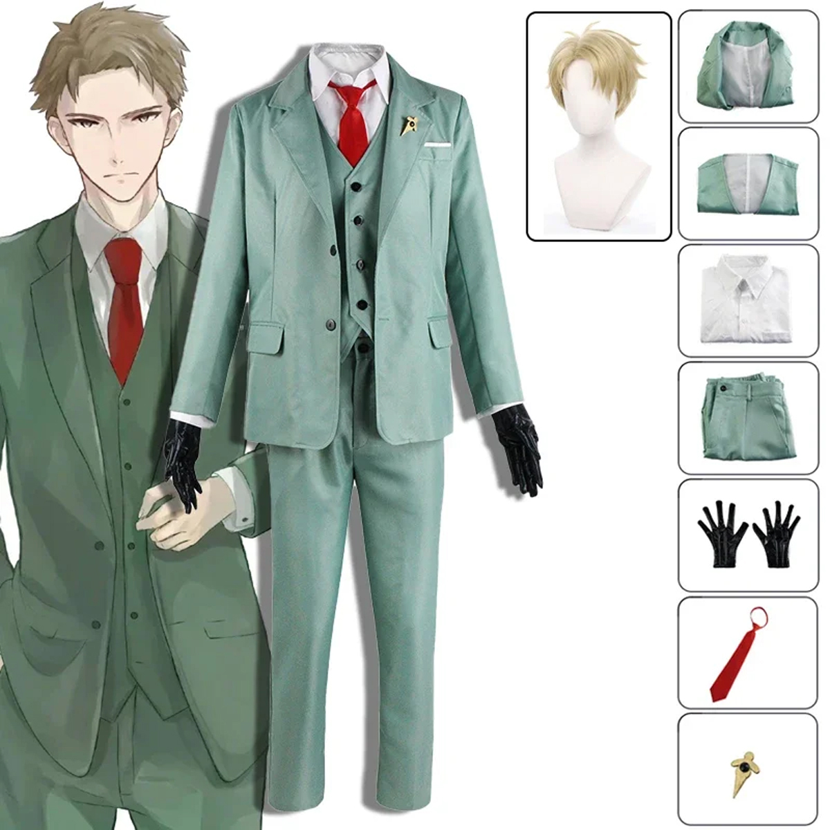 Anime Spy X Family Cosplay Loid Forger Cosplay Costume Light Green Suit ...