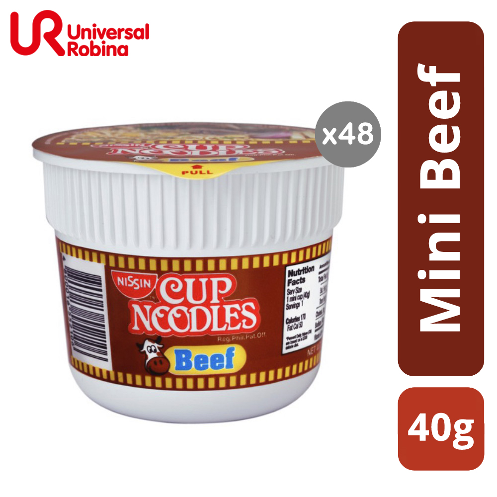 Nissin Cup Noodles Mini Beef 40g - 1 Box (48 pieces) - by URC - Universal Robina Corporation ...