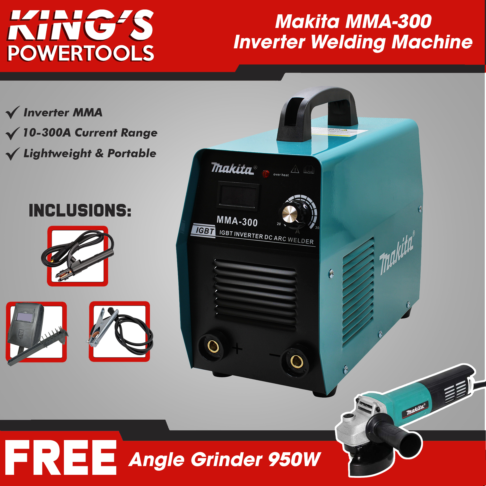 MK MMA-300(A) Welding Machine ( FREE MK 950W Angle Grinder ) | Lazada PH