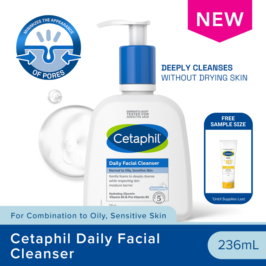 Cetaphil Daily Facial Cleanser 236ml- Gel to Foam - [For Acne Prone ...