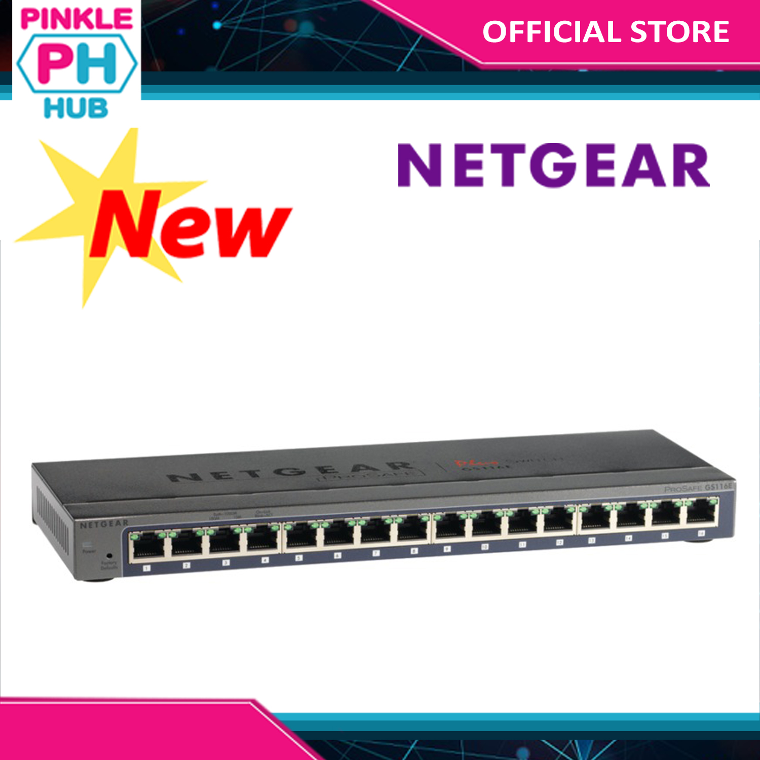 PinkleHub NETGEAR 16 Port Gigabit Smart Managed Plus Switch (GS116E ...