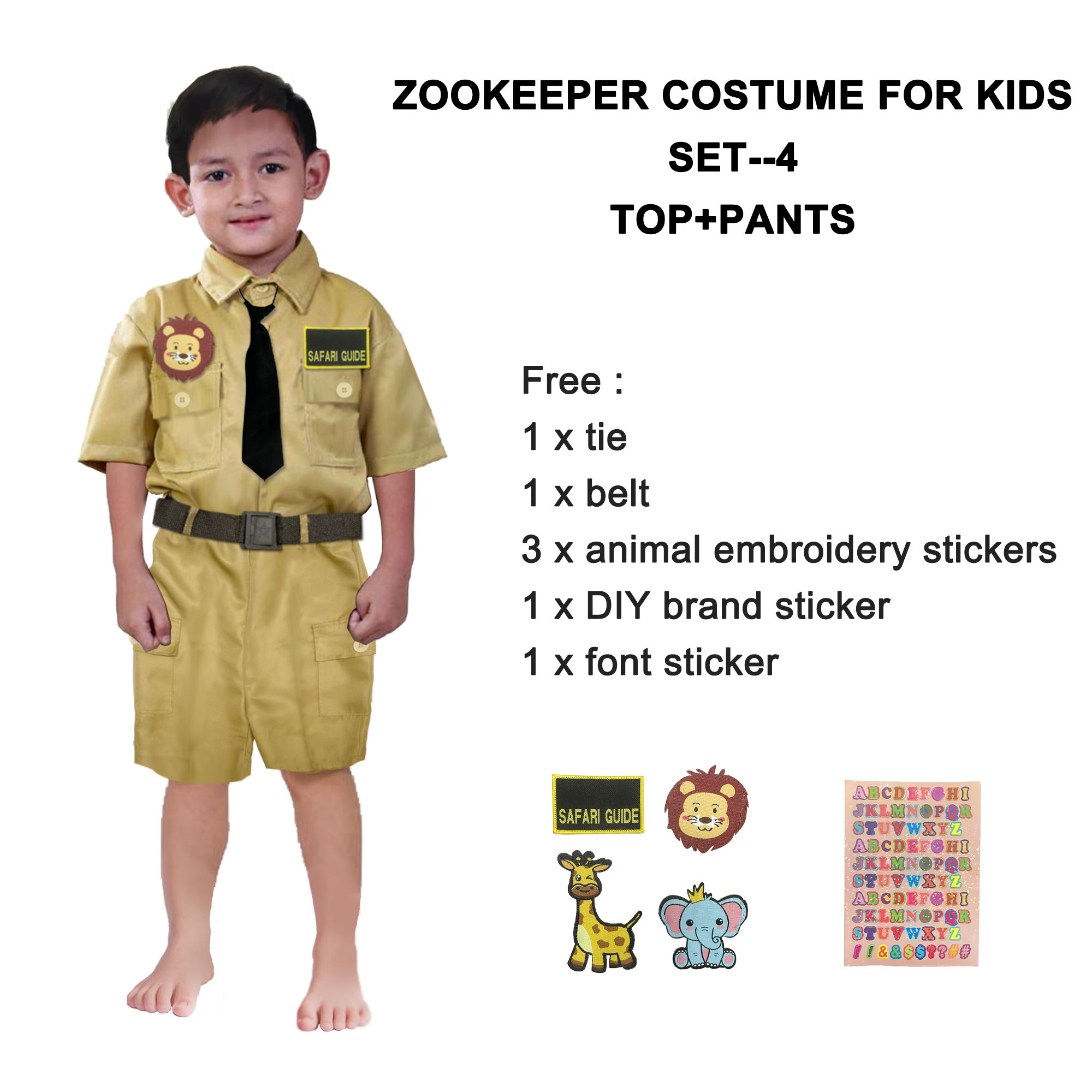 KHAKI Safari Guide Outfit (DIY NAME) Zookeeper Costume For Kids ...