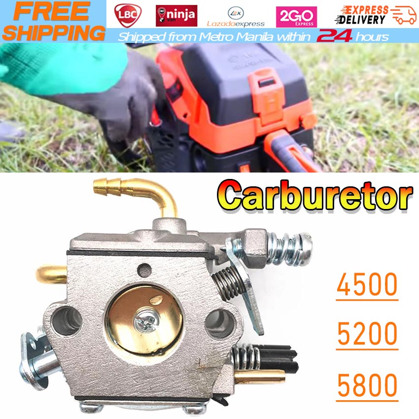 45cc Saw Carburetor 4500 5200 5800 WALBRO Type Chainsaw Carb 2 Stroke Engine Saw Lawn Mower ...