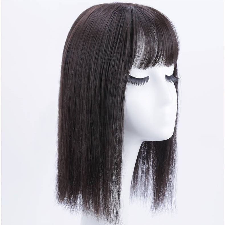 Simulated hair top hair patch female cover white hair wig piece natural ...