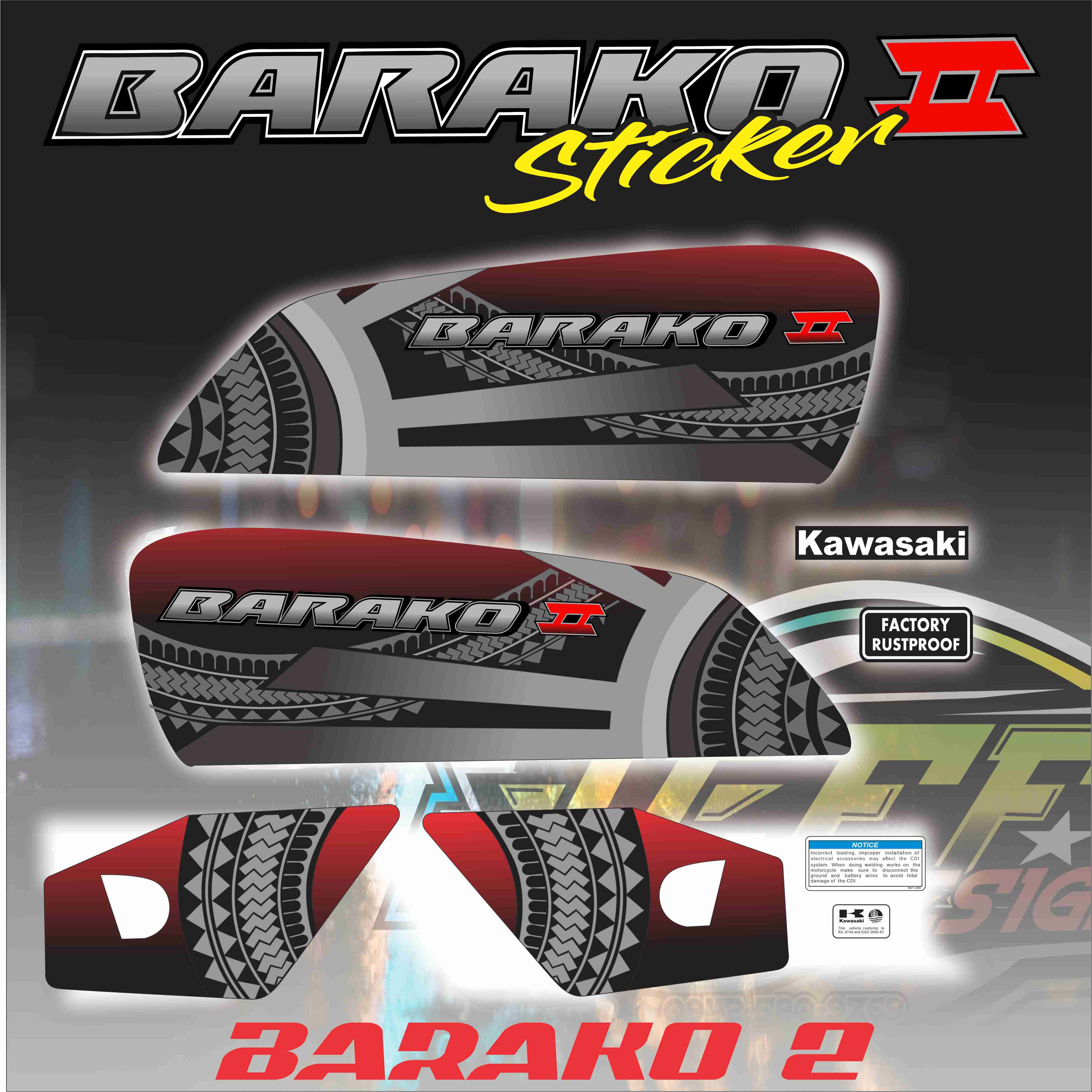 KAWASAKI BARAKO 2 STICKER | Lazada PH