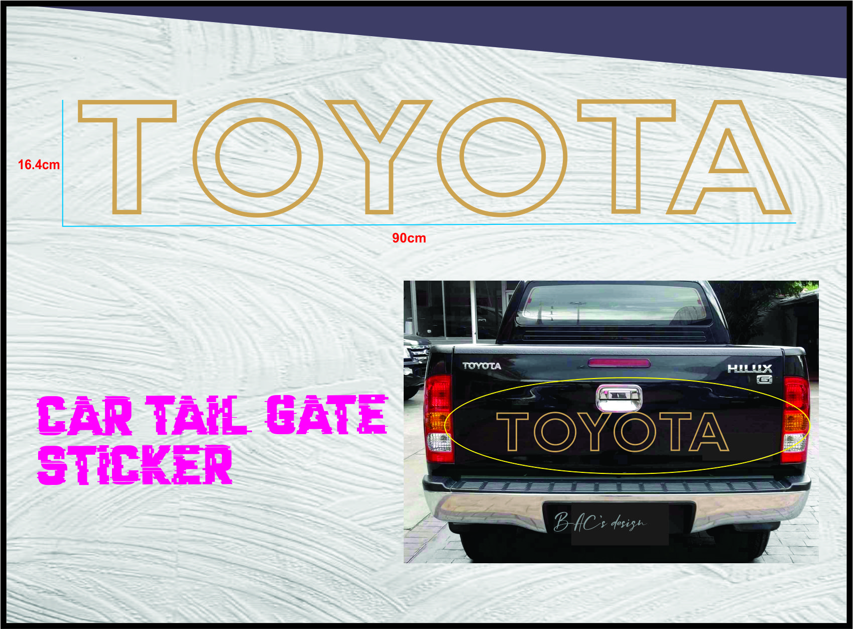 Toyota Car tail gate sticker (Gold) - 1pc | Lazada PH