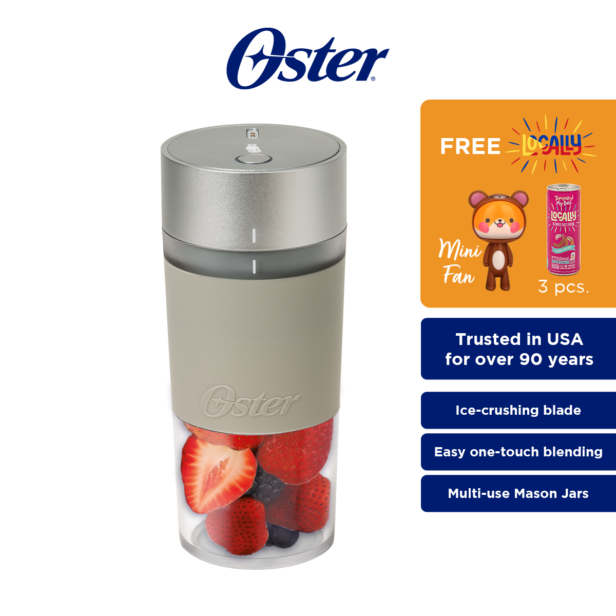 Oster Mini Cordless Blender + FREE Rechargeable Mini Fan + FREE (3 ...