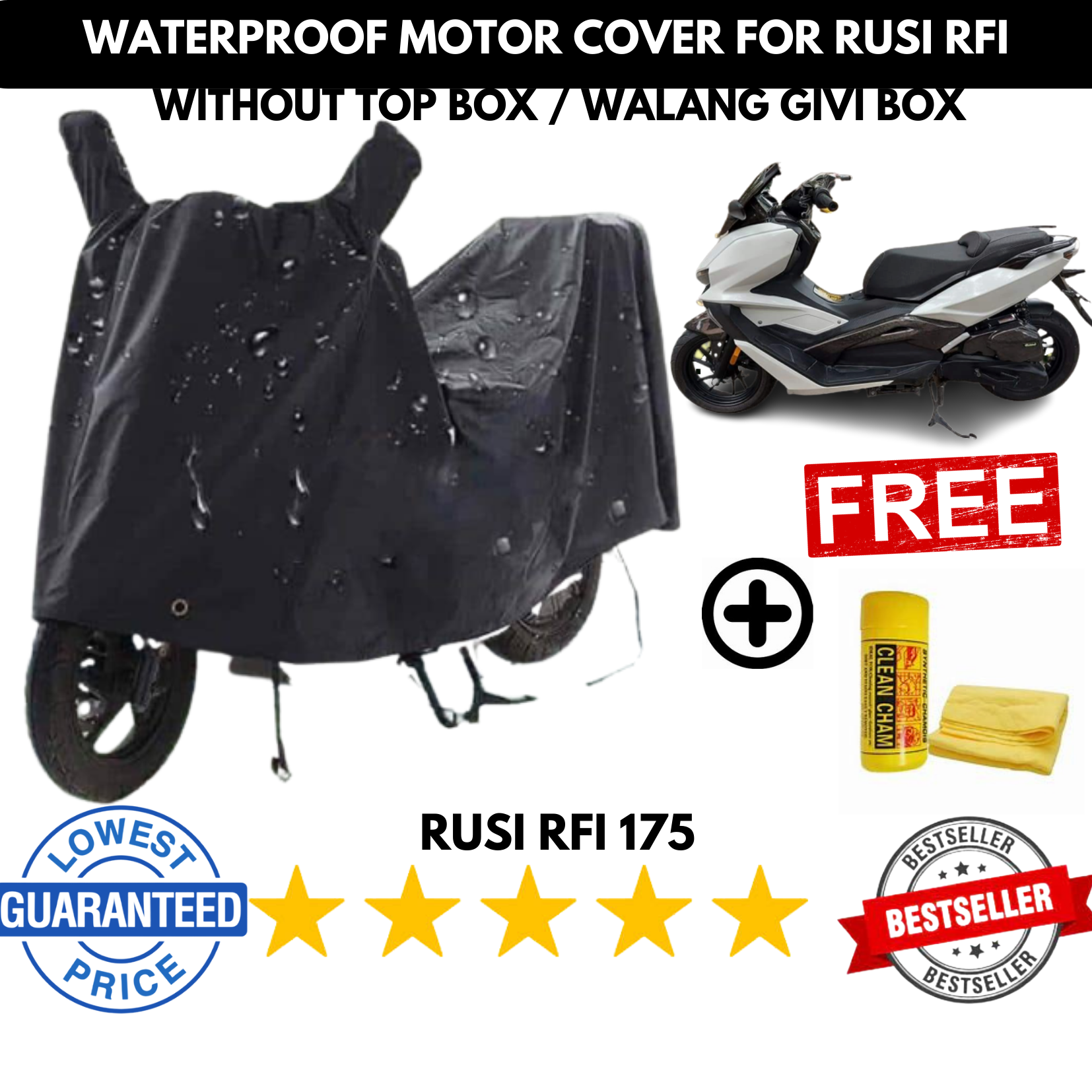 RUSI RFI MOTOR COVER WATERPROOF WITH FREE CHAM / RUSI RFI 175 MOTOR ...