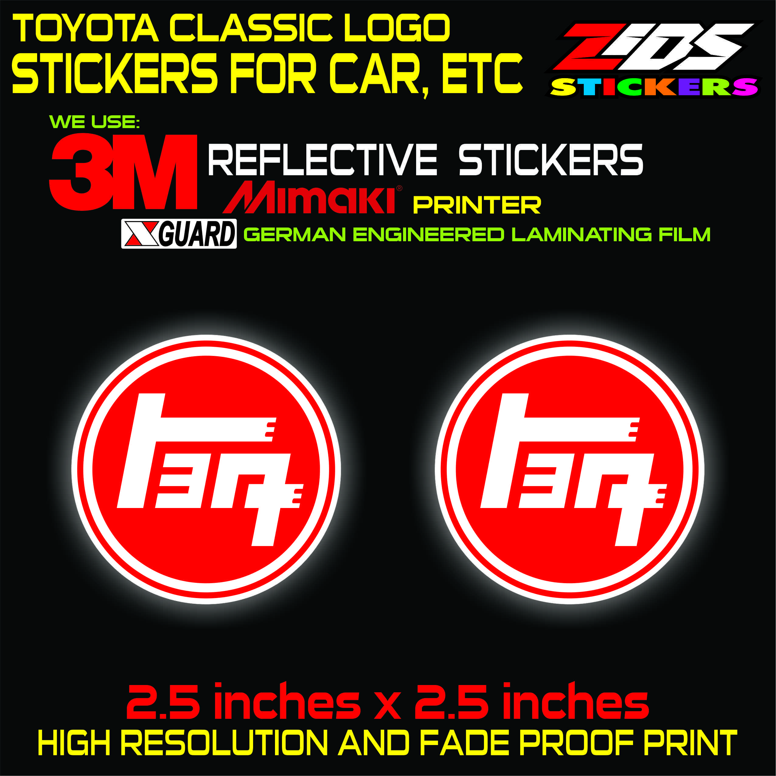 toyota classic logo 3M reflective printed laminated sticker for ...