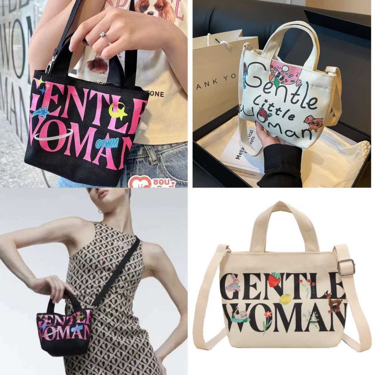 KIKI Ph Cute Mini Gentle Woman Sling Bag Girls Canvas Crossbody Bags ...