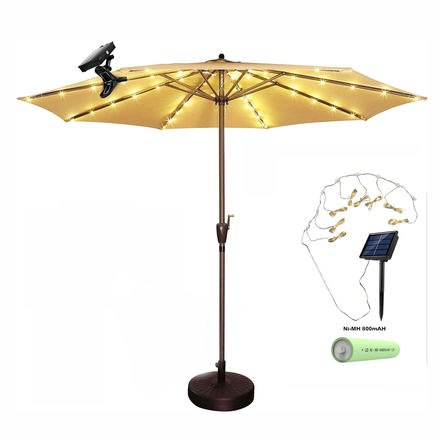 Heavy Duty Big Garden Solar Umbrella With Stand Heavy Duty Parasol ...