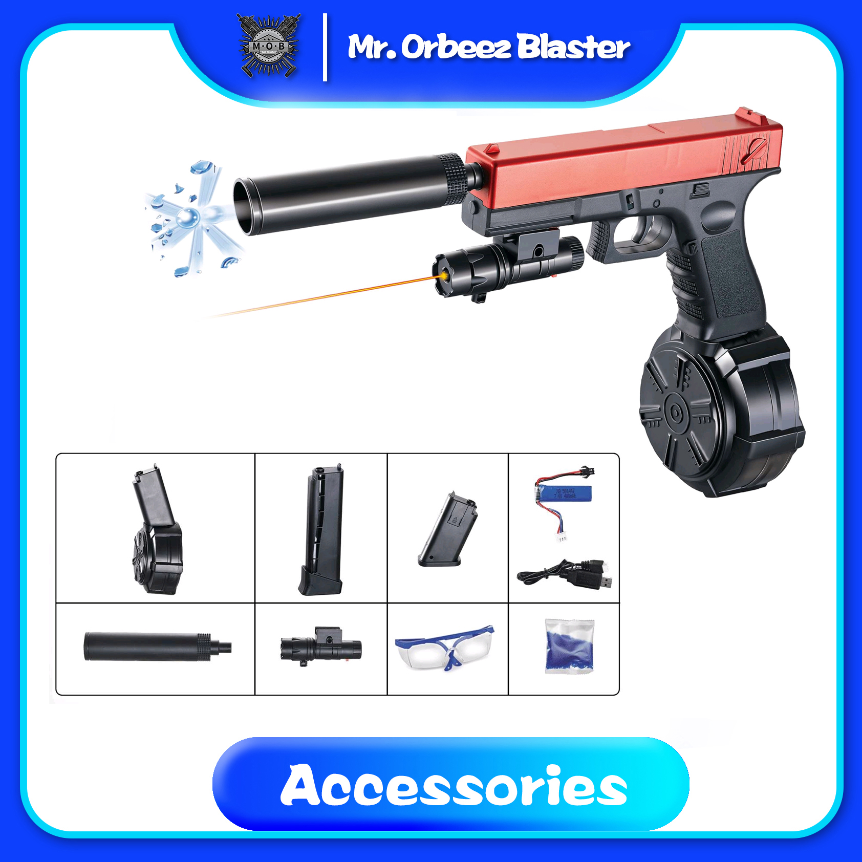 Desert Eagle Gold Gel Blaster Electric Toy Has Recoil with Laser Light ...